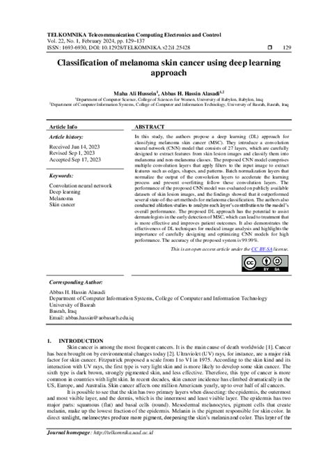 Pdf Classification Of Melanoma Skin Cancer Using Deep Learning Approach