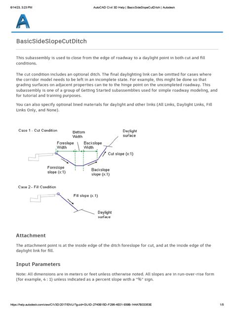 Autocad Civil 3d Help Basicsideslopecutditch Autodesk Pdf