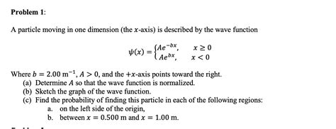Solved A Particle Moving In One Dimension The X Axis Is Chegg