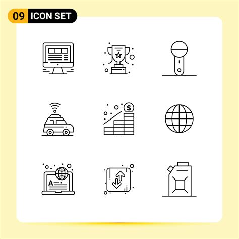 Modern Set Of 9 Outlines Pictograph Of Increase Map Devices Location Technology Editable Vector