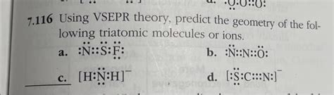 solved 7 116 using vsepr theory predict the geometry of the