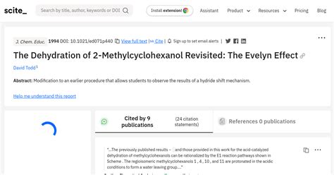 The Dehydration Of 2 Methylcyclohexanol Revisited The Evelyn Effect