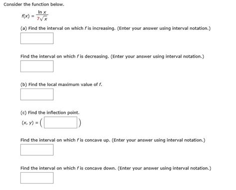Solved Consider The Function Below F X Ln X 7