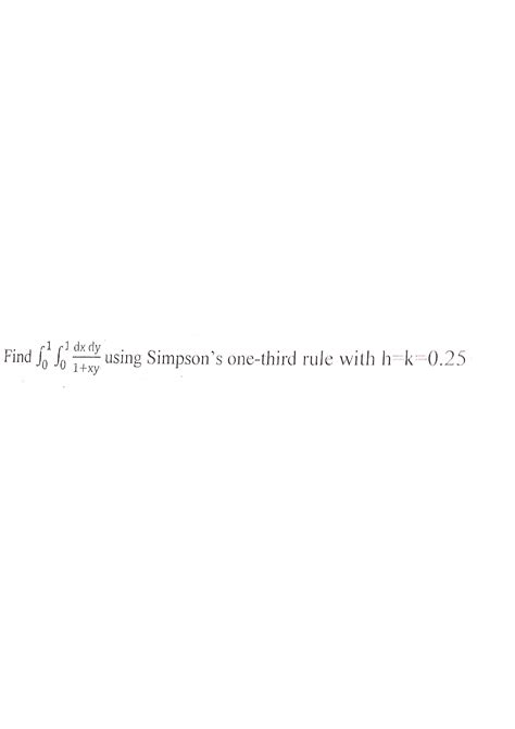 Find 01 01 D X D Y1 X Y Using Simpsons One Studyx