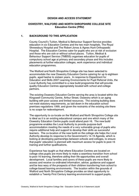 13 Design And Access Statement Templates Images Design And Access Statement Example Design