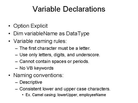 Introduction To Vba Programming Many Types Of Statements