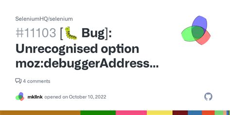 🐛 Bug Unrecognised Option Mozdebuggeraddress With Default Debuggeraddress True · Issue