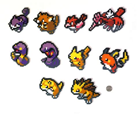 Pokemon Perler Bead Sprites 019 028 Etsy