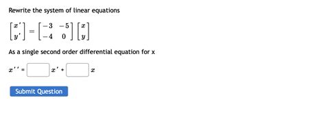 Solved Rewrite The System Of Linear Equations