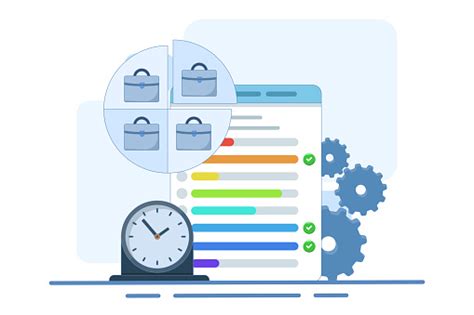 일을 위한 시간 관리 개념 파트타임 일을 위한 시간을 조직하고 분배합니다 생산성을 높이기 위해 시간을 관리하거나 조직합니다 계획 및 작업 평면 벡터 그림입니다 0명에 대한