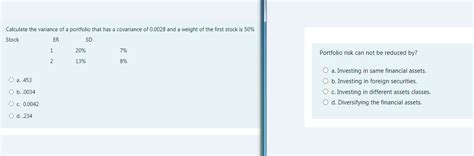 Solved Calculate The Variance Of A Portfolio That Has A Chegg
