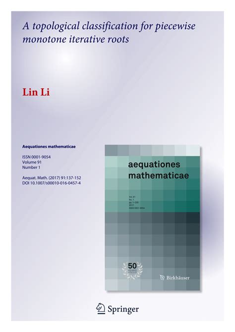 Pdf A Topological Classification For Piecewise Monotone Iterative Roots