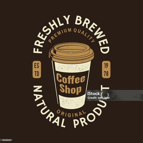 Coffe 상점 기호 배지 템플릿 벡터 종이 커피 컵 실루엣의 타이포그래피 디자인 레스토랑 카페 바 포장 메뉴용 템플릿 3차원 형태에 대한 스톡 벡터 아트 및 기타 이미지