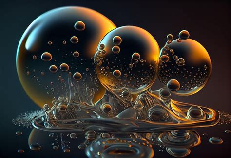 Premium Ai Image Three Water Bubbles Are On A Black Background With A