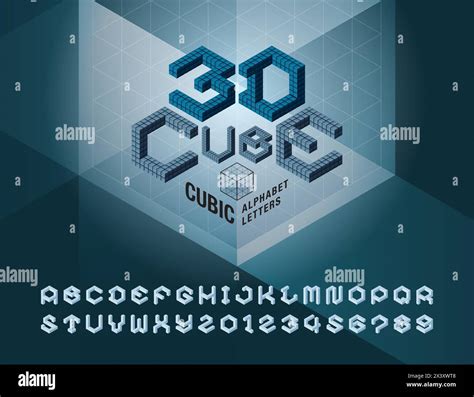 Vector of Cube Alphabet Letters and numbers, Abstract 3d Hexagon ...