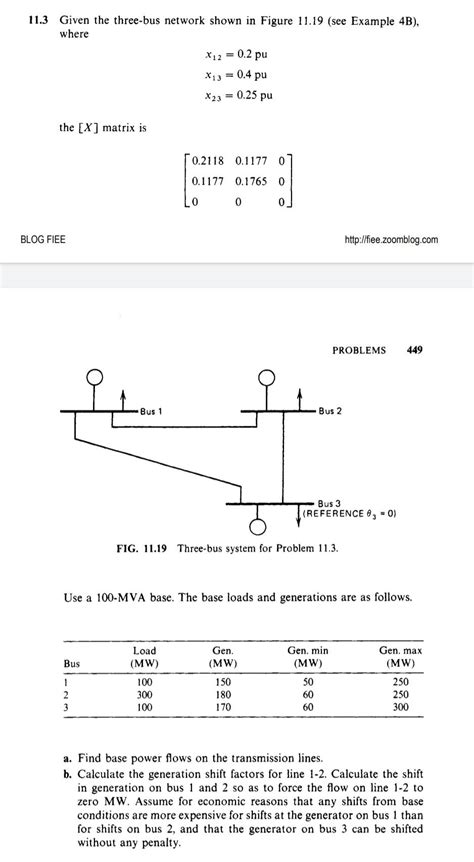 solved 11 3 given the three bus network shown in figure