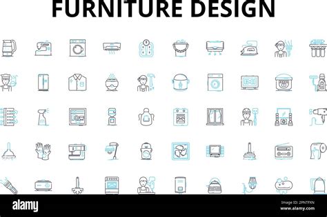 Furniture Design Linear Icons Set Ergonomics Minimalism Modularity Sustainability