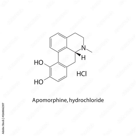 Apomorphine Hydrochloride Skeletal Structure Dopamine Agonist Compound Schematic Illustration