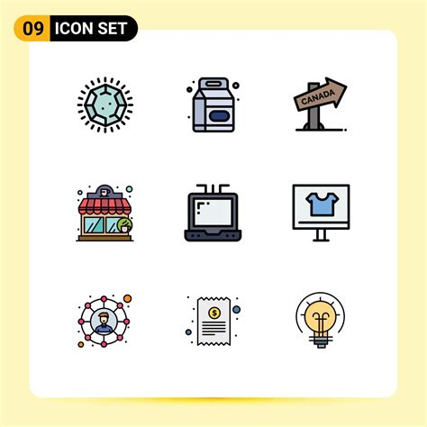 Set Of 9 Commercial Filledline Flat Colors Pack For Apparel Laptop Canada Shop Coffee House