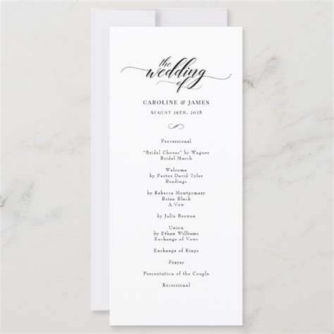 Classic Elegant Script Front Back Wedding Program Zazzle