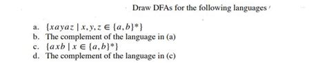Solved Draw DFAs For The Following Languages B The Chegg Com
