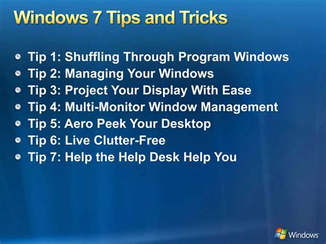 windows 7 tips tricks ppt