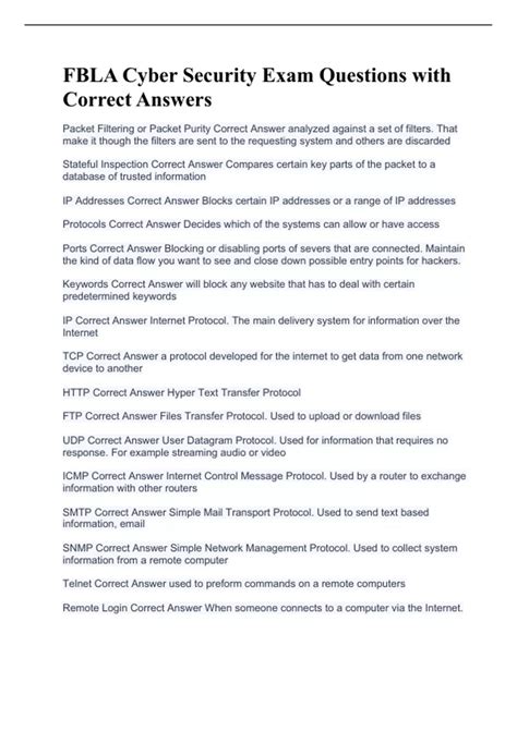 Fbla Cyber Security Exam Questions With Correct Answers Fbla Cyber Security Stuvia Us