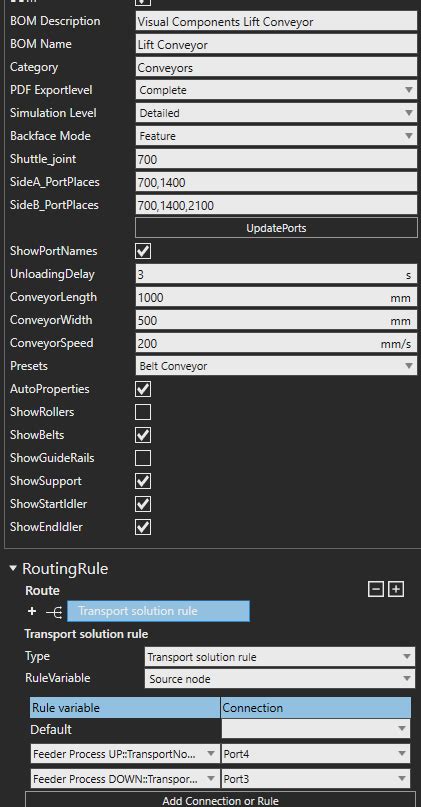 lift conveyor process modeling visual components the simulation
