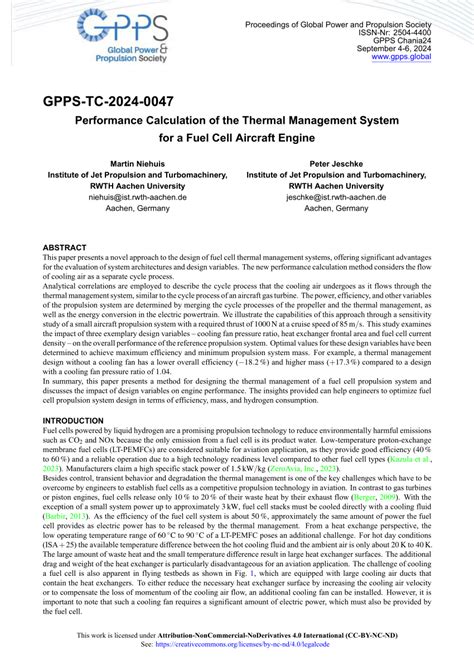 Pdf Performance Calculation Of The Thermal Management System For A Fuel Cell Aircraft Engine