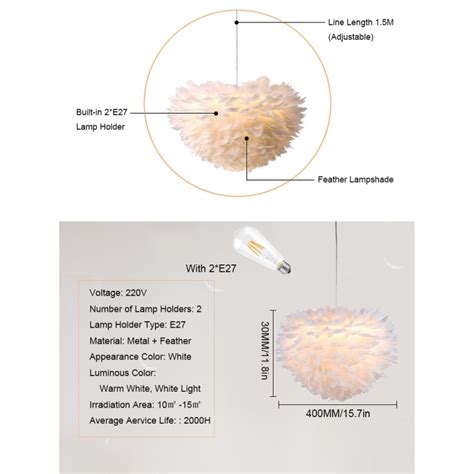 Ywxlight 로프트 현대 흰색 자연 거위 깃털 펜던트 조명 로맨틱 E27 E26 Led 펜던트 램프 홈 레스토랑 침실 거실 따뜻한 화이트