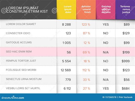 Multipurpose Table Layout Template Empty Clean Version Vector Illustration Isolated On White