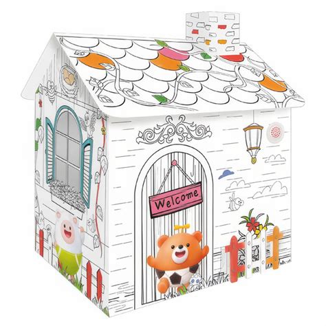 Картонный игровой домик раскраска для детей Diy Doodle свет песни на английском размер