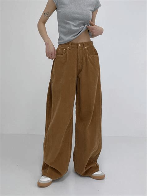 인챈트미 히든 코듀로이 롱 와이드 팬츠 2c