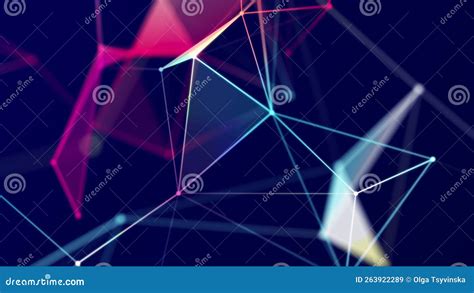 Abstract Polygonal Space With Connecting Dots And Lines Dark Background Connection Structure