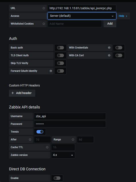 grafana 7 connect to zabbix 5 on raspberry pi 4b could not connect to