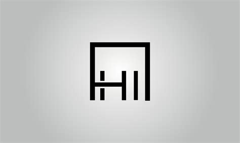 Letter Hi Logo Design Hi Logo With Square Shape In Black Colors Vector
