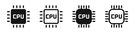 Cpu 칩 아이콘입니다 Cpu 벡터 아이콘입니다 칩 벡터 아이콘 세트입니다 마이크로프로세서 칩 아이콘입니다 프로세서 아이콘입니다