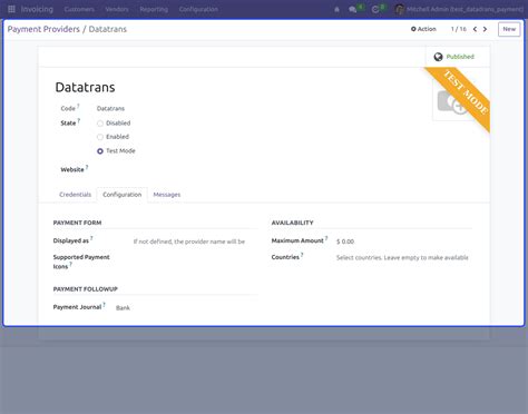Odoo Website Datatrans Payment Gateway Webkul