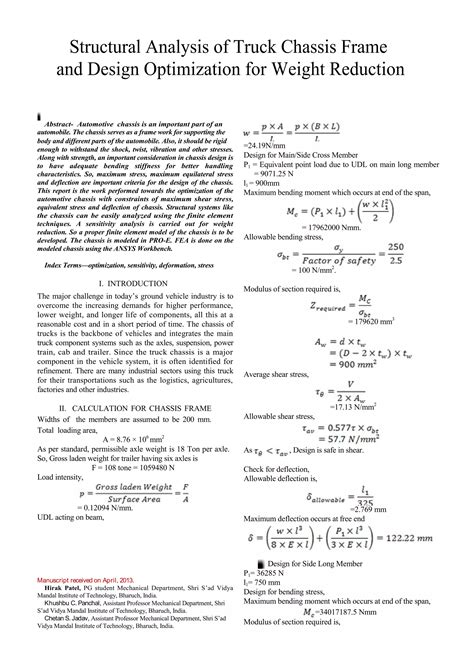 Optimization Of Chassis Ansys Pdf Physics Science