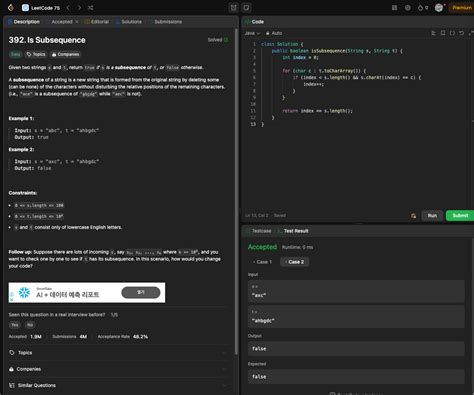 Leetcode Easy 392 Is Subsequence Java