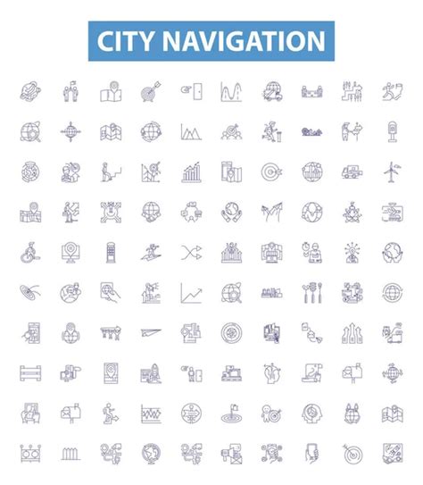 City Landscape Line Icons Signs Set Collection Urban Skyline Streetscape Stock Vector By