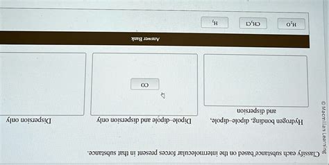 Classify Each Substance Based On The Intermolecular Forces Present In That Substance Hydrogen
