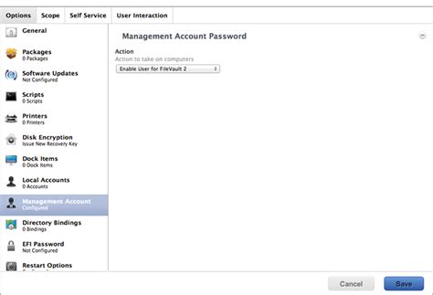 Enabling Or Disabling The Management Account For Filevault