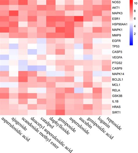 Heatmap Of The Molecular Docking Of Active Igeus With Hub Targets The