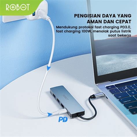 Jual Robot Ht255s 5in1 Usb Type C Hub Adapter With Hdmi 4k Pd 100w Usb 3 0 Di Seller Velvet