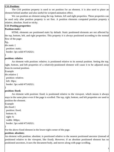 Css Notes 1 Pdf Computing Computer Programming