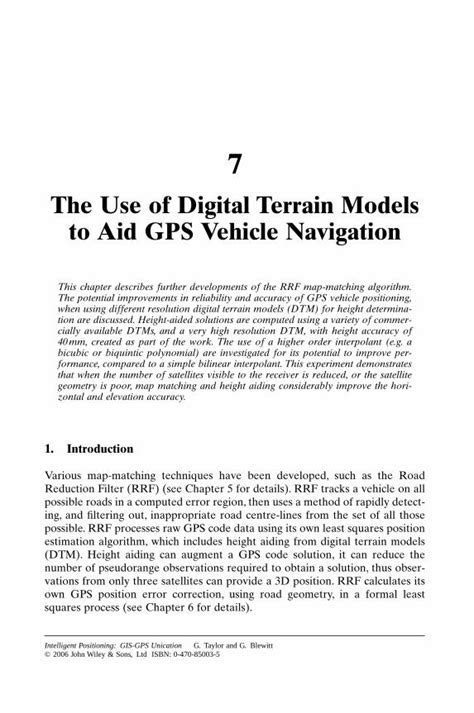 Pdf Intelligent Positioning Gis Gps Unification The Use Of Digital Terrain Models To Aid