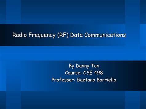 Radio Frequency Data Communications Course Materials Ppt
