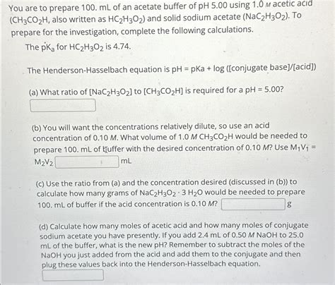 Solved You Are To Prepare 100 Ml ﻿of An Acetate Buffer Of