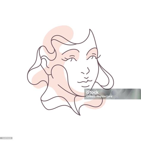 미니멀 한 손으로 그린 여성 실루엣 초상화 디자인 요소 스팟 파스텔 컬러 로고로 장식 그래픽 프린트에 대한 스톡 벡터 아트 및 기타 이미지 그래픽 프린트 그리기